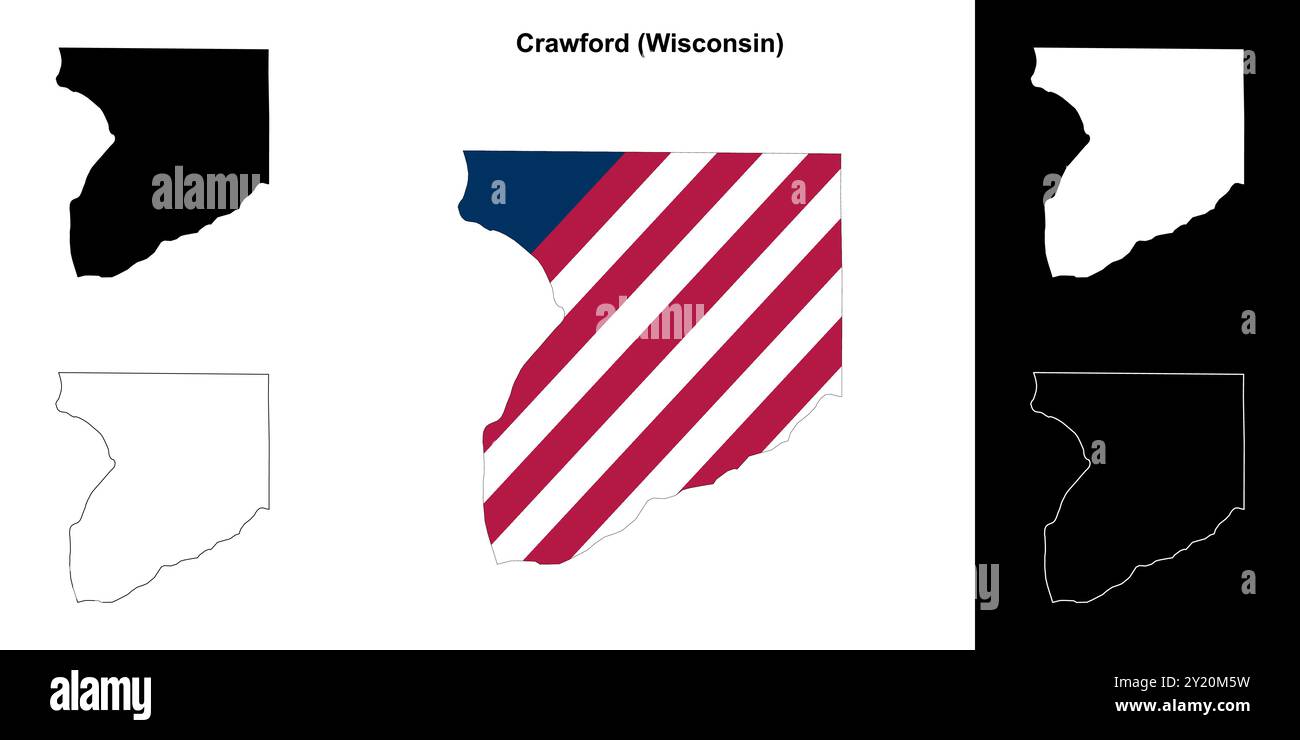 Crawford County (Wisconsin) outline map set Stock Vector Image & Art ...