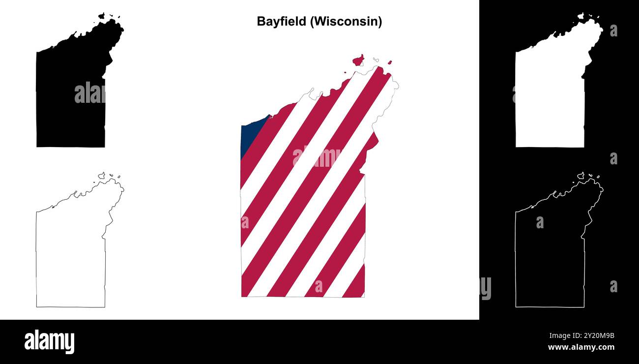 Bayfield County (Wisconsin) outline map set Stock Vector Image & Art ...