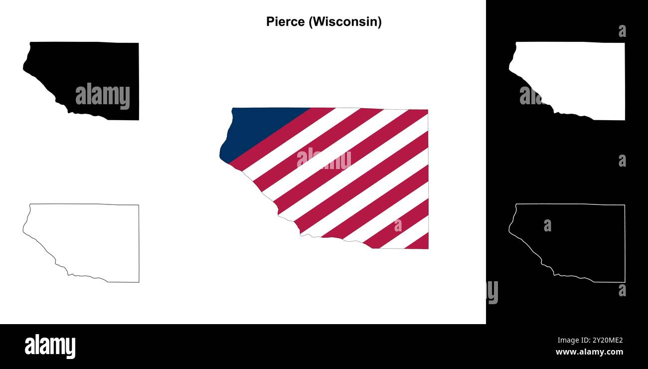 Pierce County (Wisconsin) outline map set Stock Vector Image & Art - Alamy