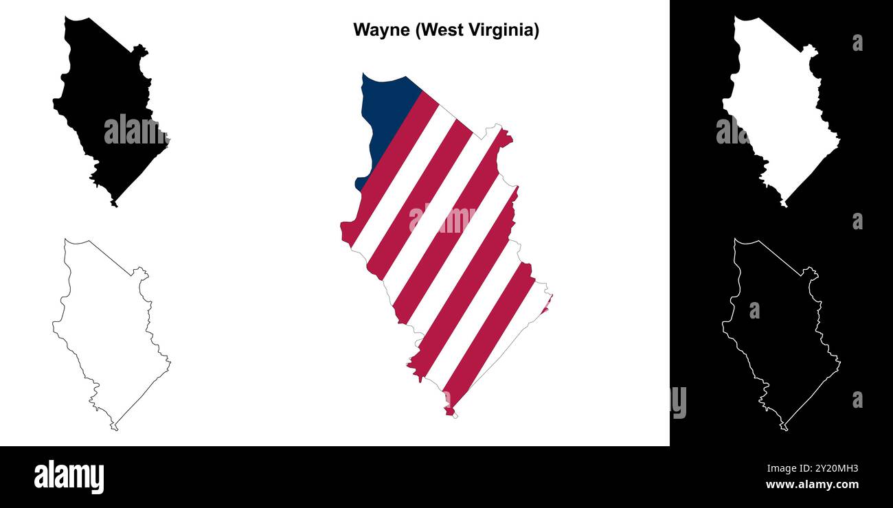 Wayne County (West Virginia) outline map set Stock Vector Image & Art ...