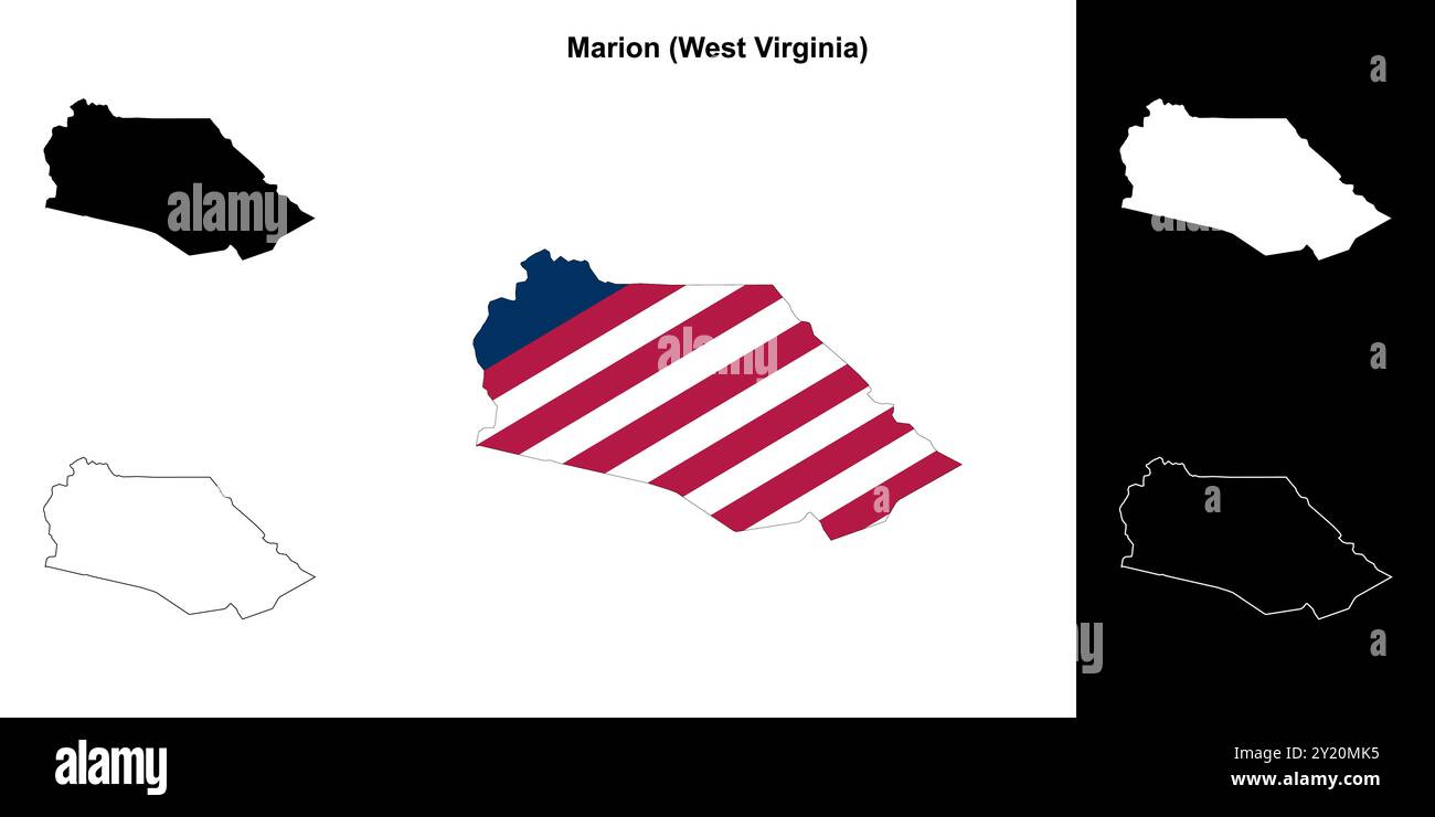 Marion County (West Virginia) outline map set Stock Vector Image & Art ...