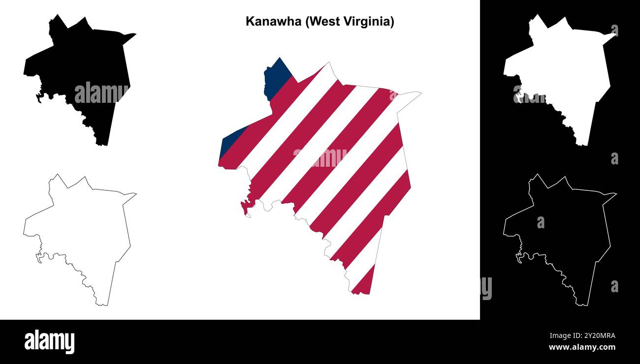 Kanawha County (West Virginia) outline map set Stock Vector Image & Art ...