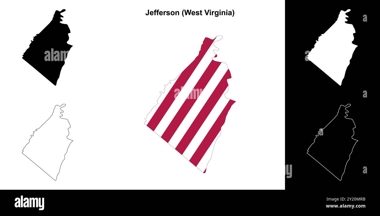 Jefferson County (West Virginia) outline map set Stock Vector Image ...