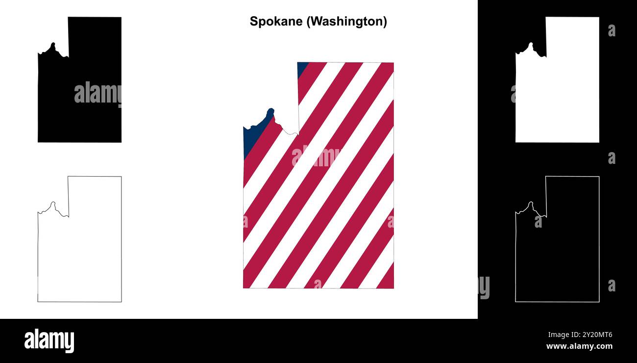 Spokane County (Washington) outline map set Stock Vector Image & Art ...
