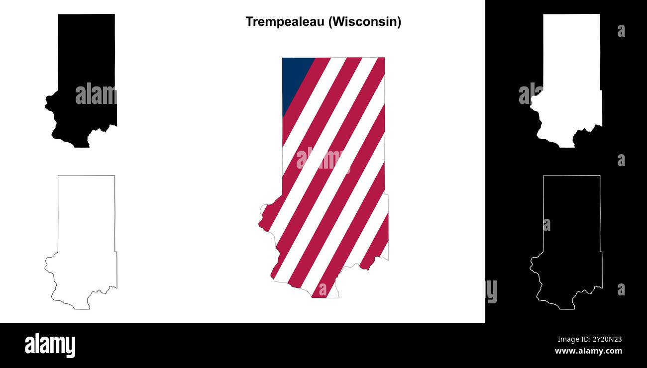Trempealeau County (Wisconsin) outline map set Stock Vector Image & Art ...