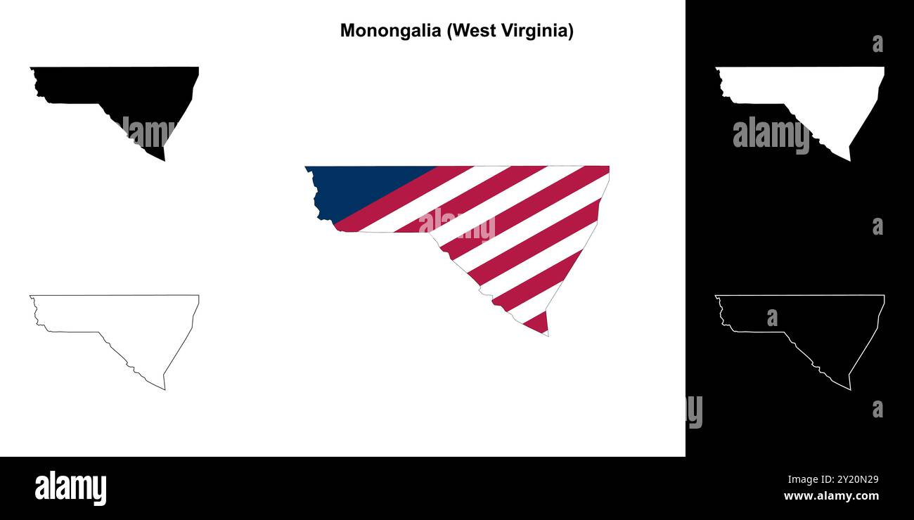 Monongalia County (West Virginia) outline map set Stock Vector Image ...