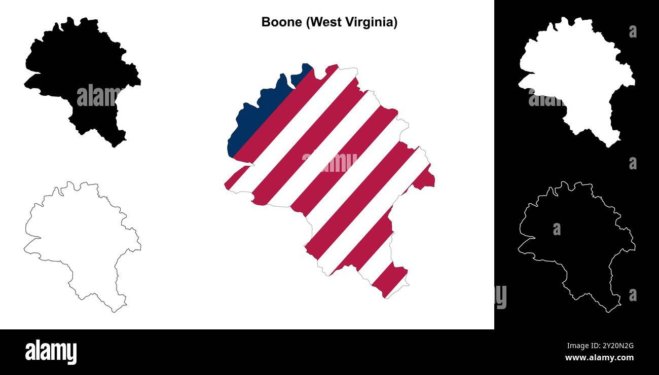 Boone County (West Virginia) outline map set Stock Vector Image & Art ...