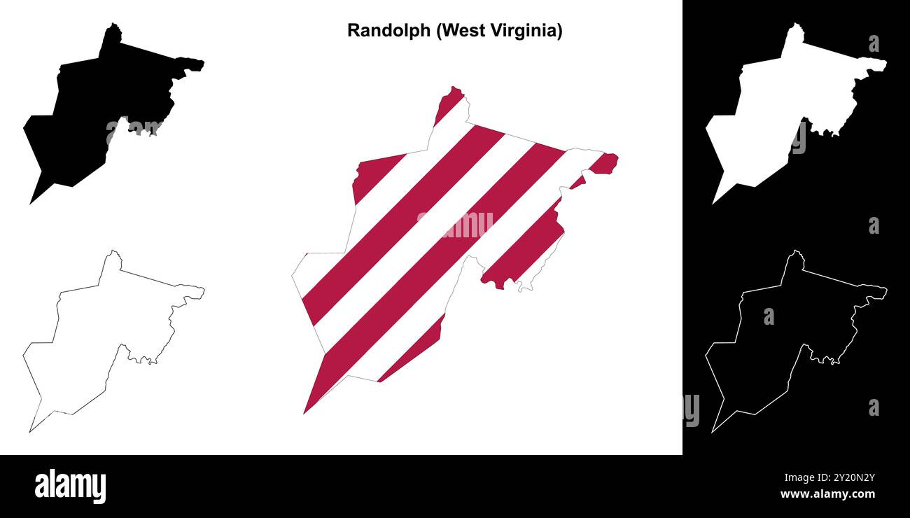 Randolph County (West Virginia) outline map set Stock Vector Image ...