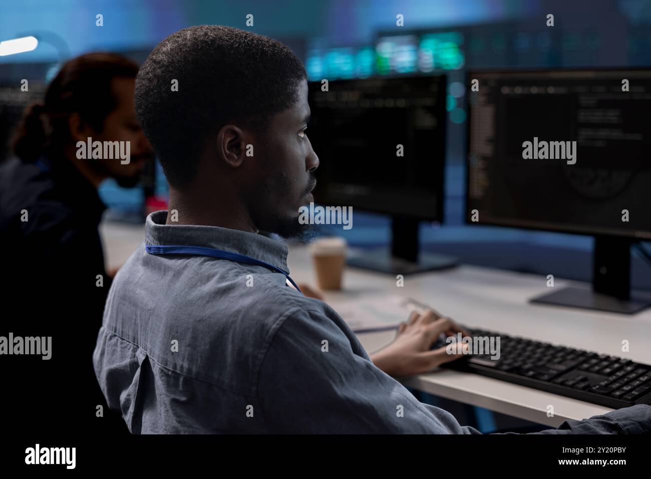 Computer scientists checking for signs of imminent failure in data center equipment. Employees ...