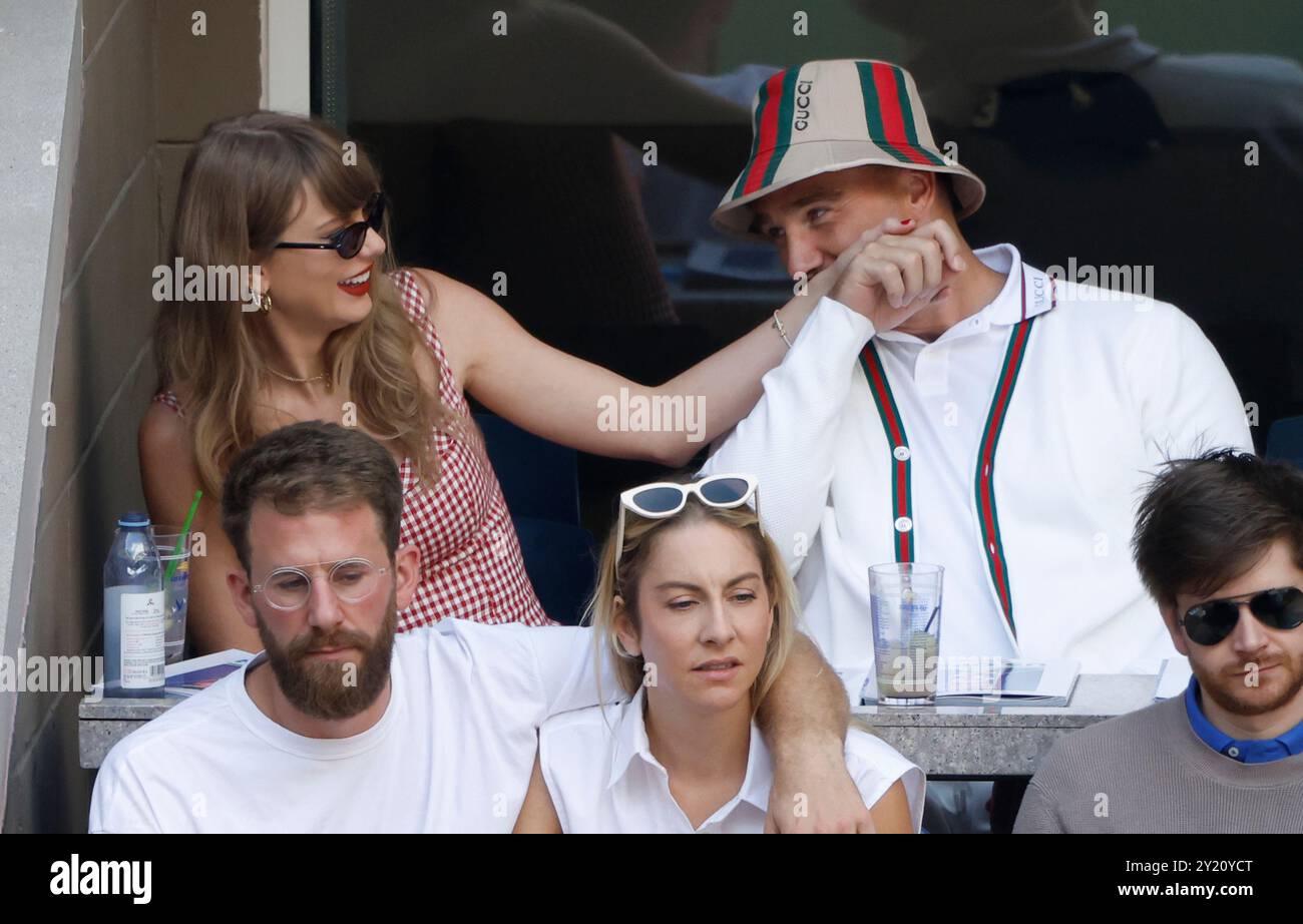 New York, United States. 08th Sep, 2024. Taylor Swift and Travis Kelce ...