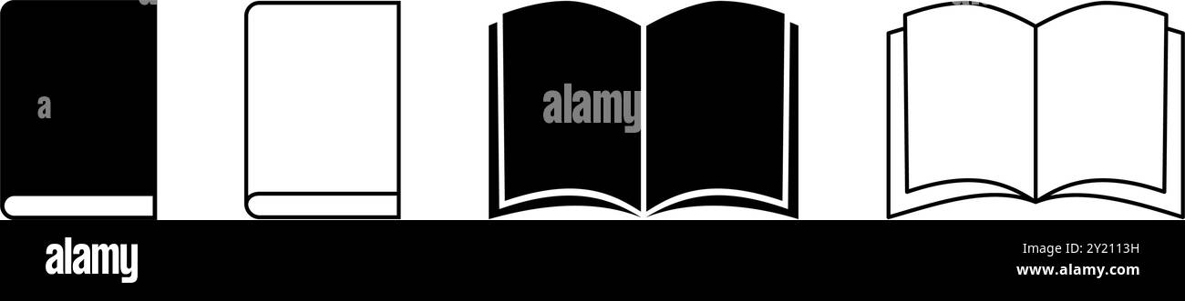 Open and closed book icons isolated on white background. Library ...