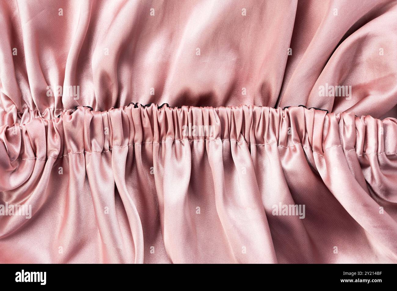 Pink silky sateen cloth texture with sew stitches background Stock ...