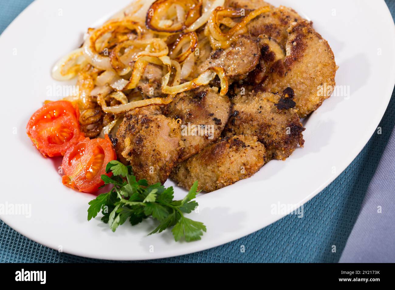 Roasted rabbit liver Stock Photo - Alamy