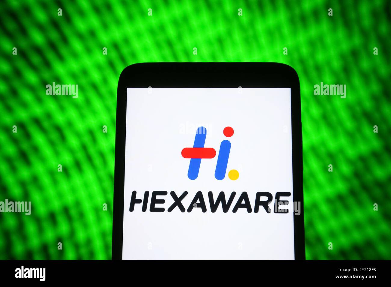 In this photo illustration, a Hexaware Technologies logo is seen on a ...