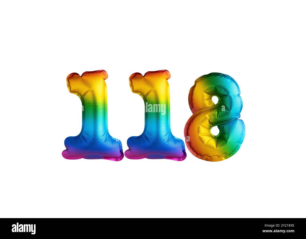 Multicolor balloon number 118 anniversary. Happy birthday ...