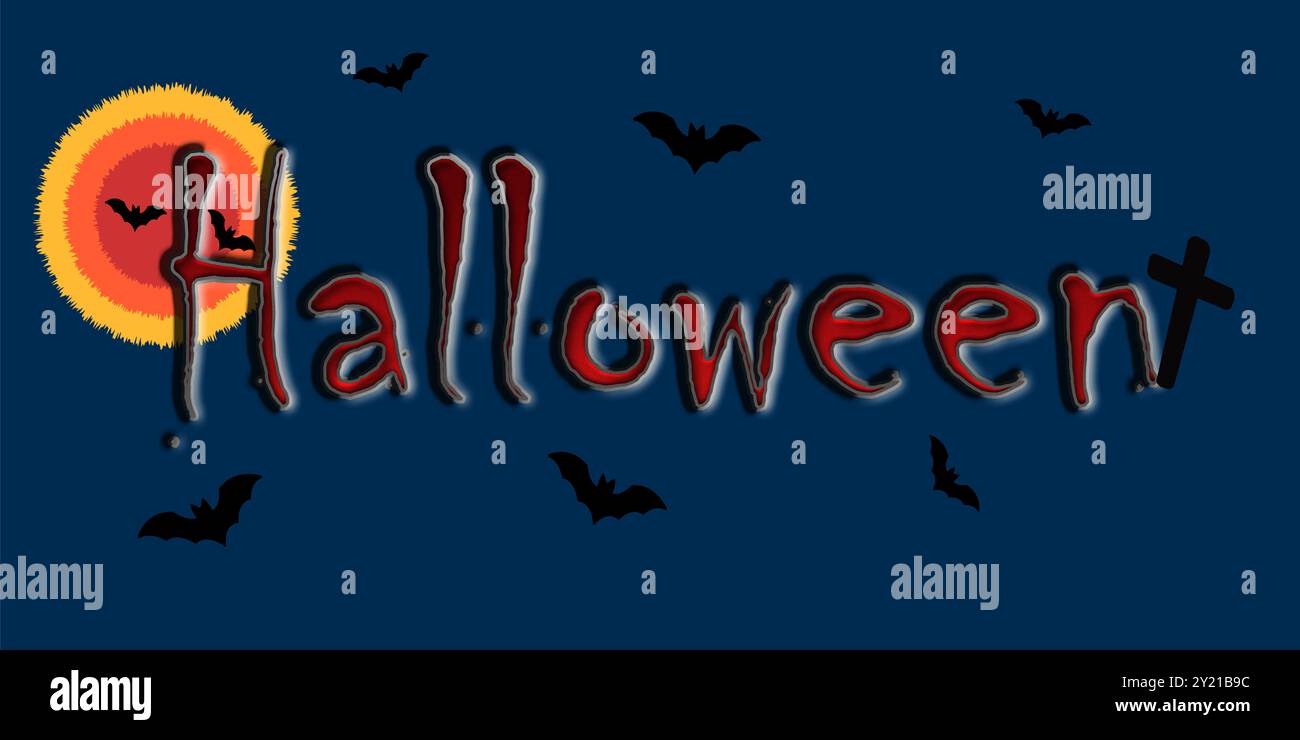 Design o com tema de Halloween apresenta a palavra "Halloween" em texto ...