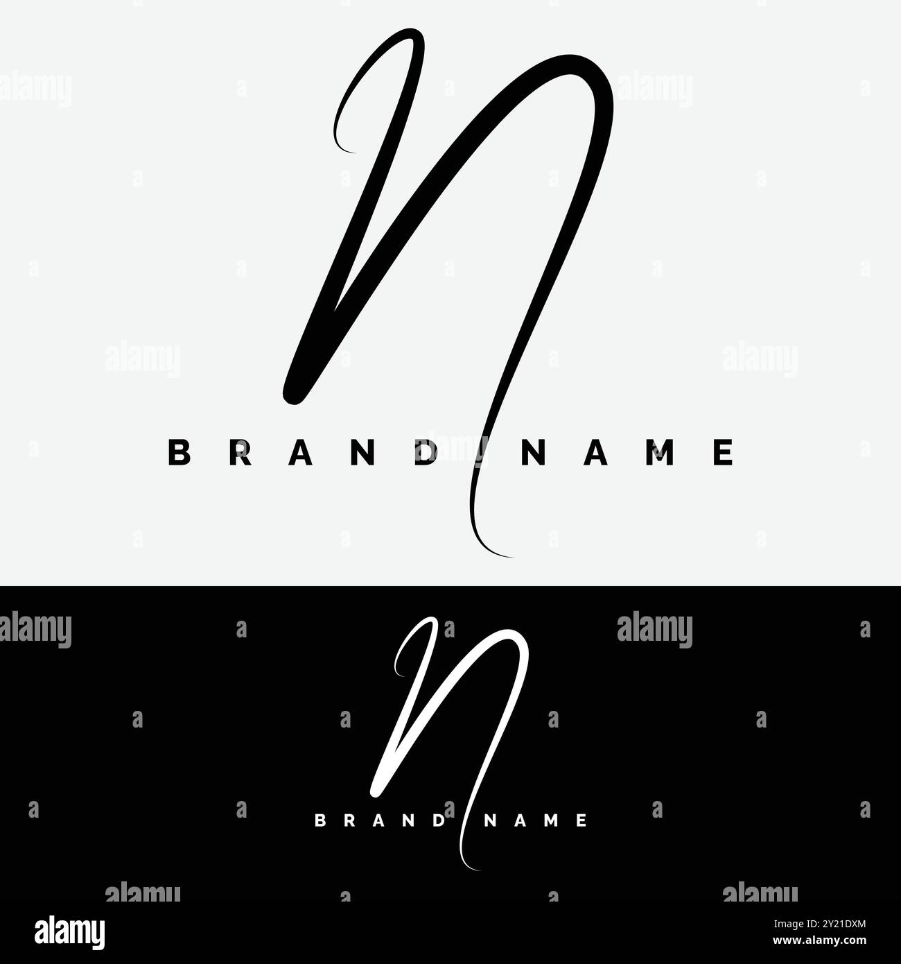 Letter N Signature Logo - Initial Alphabet for N - Handwritten N Logo ...