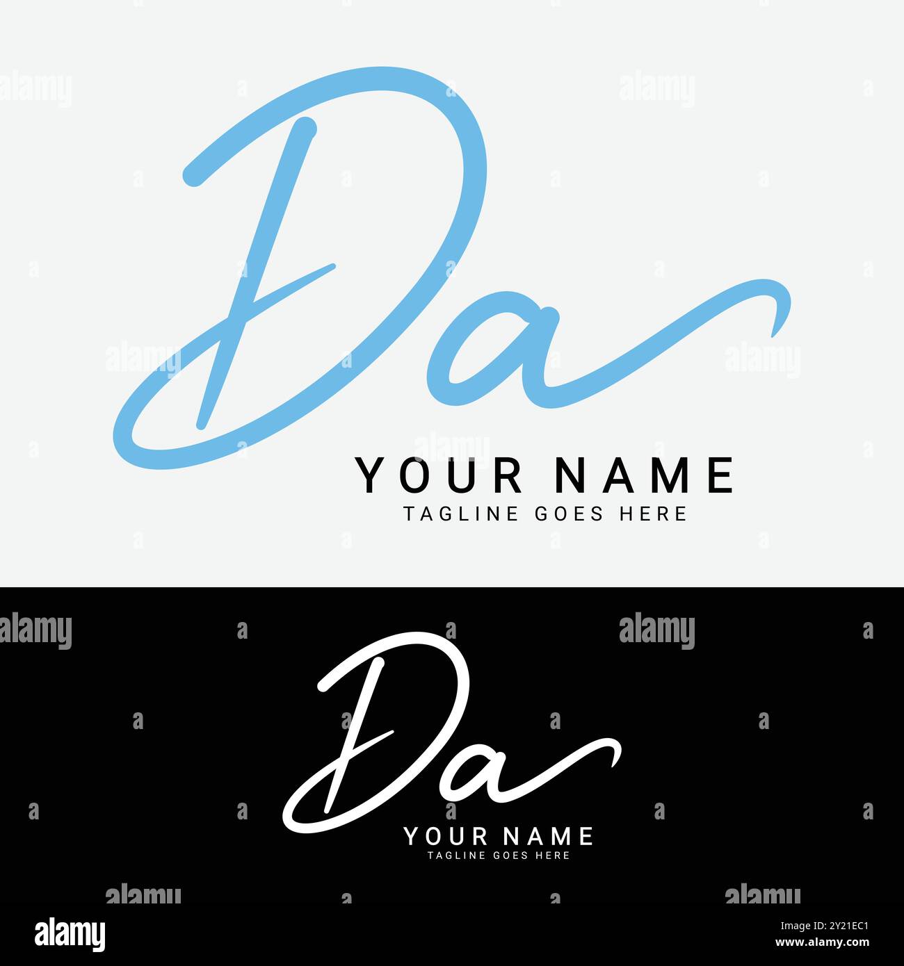 D, A, DA Initial letter logo. Alphabet DA Handwritten Signature logo ...