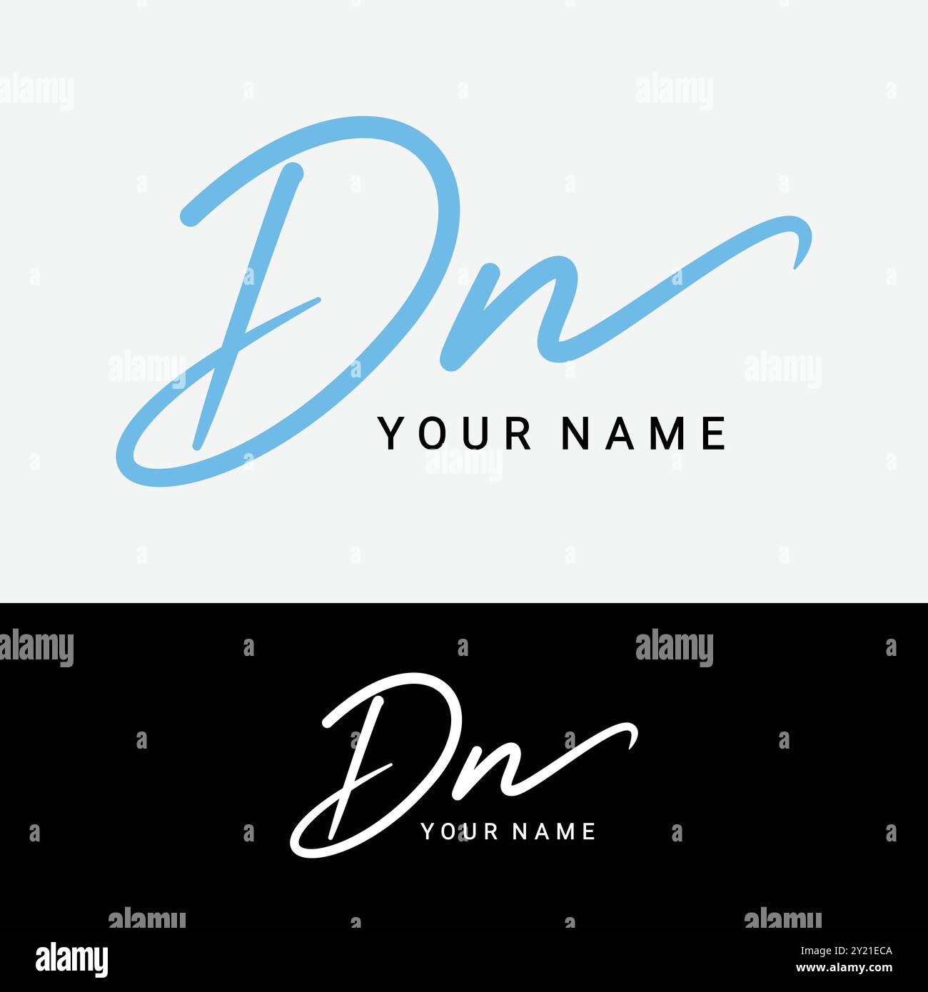 D, N, DN Initial letter logo. Alphabet DN Handwritten Signature logo ...