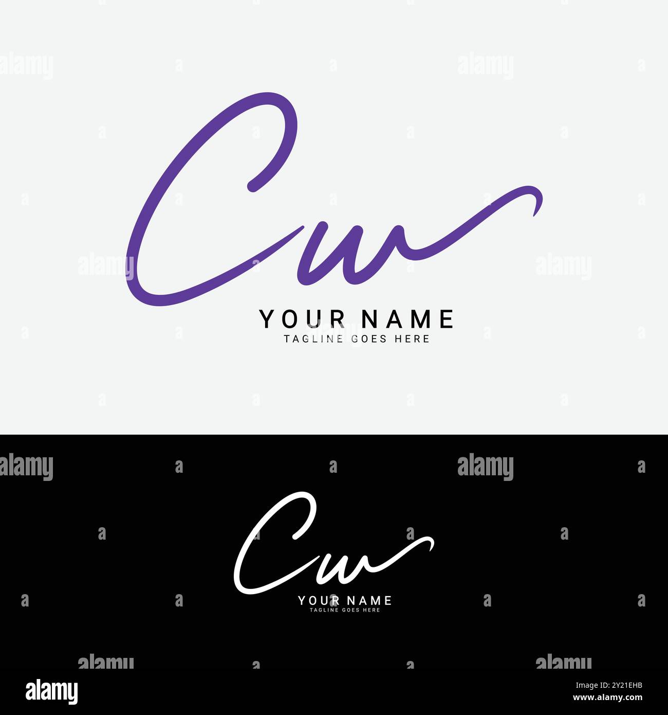 C, W, CW Initial letter logo. Alphabet CW Handwritten Signature logo ...
