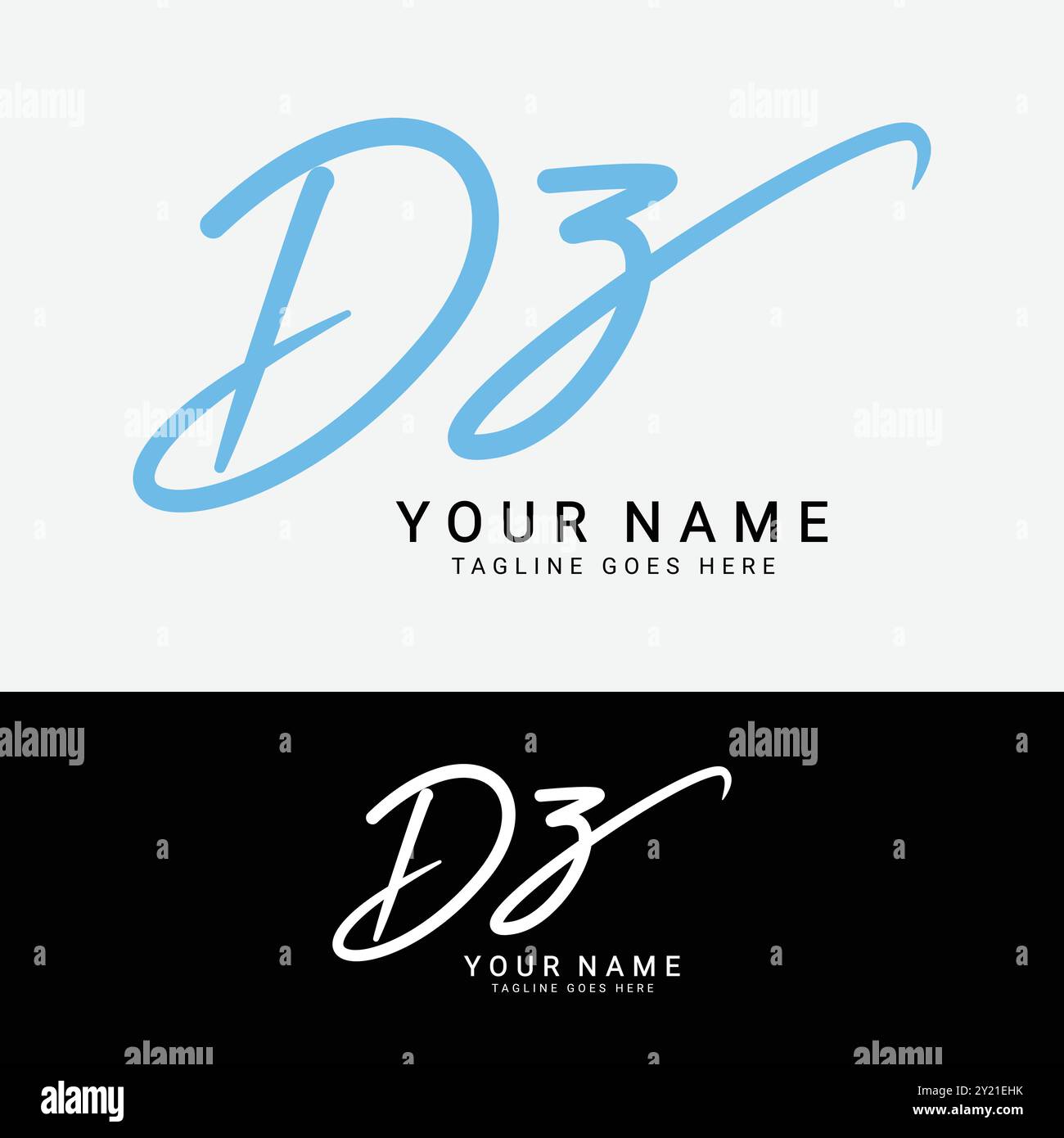 D, Z, DZ Initial letter logo. Alphabet DZ Handwritten Signature logo ...