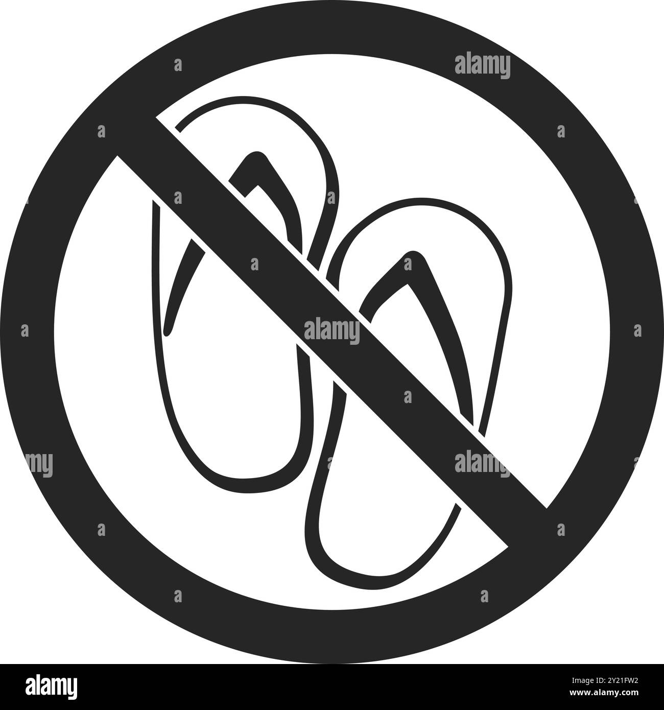 Prohibited symbol with a pair of flip flops or thongs icon for banned ...