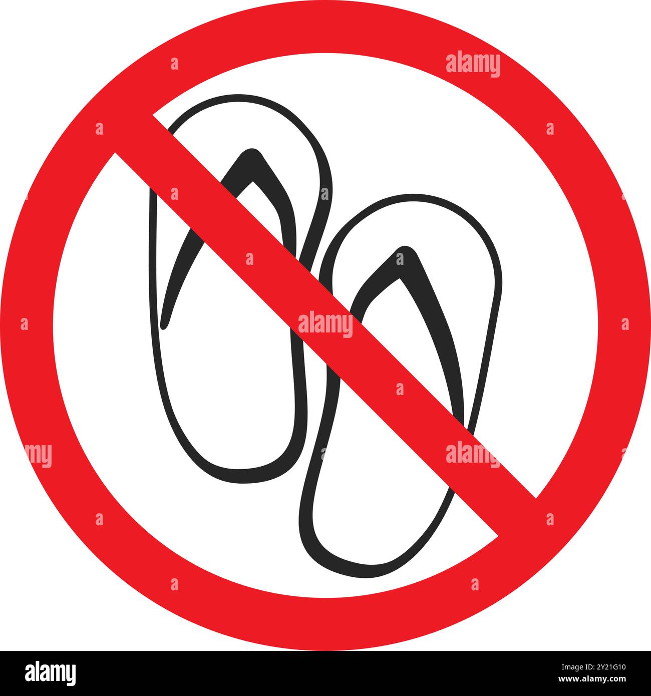 Red prohibited symbol with a pair of flip flops or thongs icon for ...