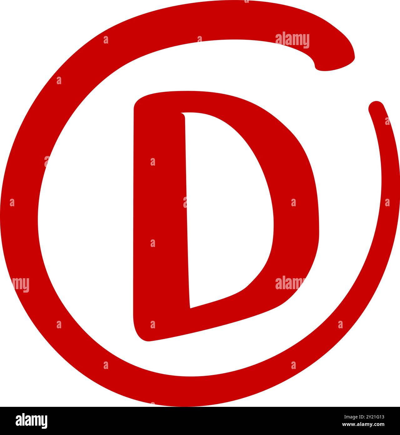 D grade given for an exam or homework written in red marker vector ...