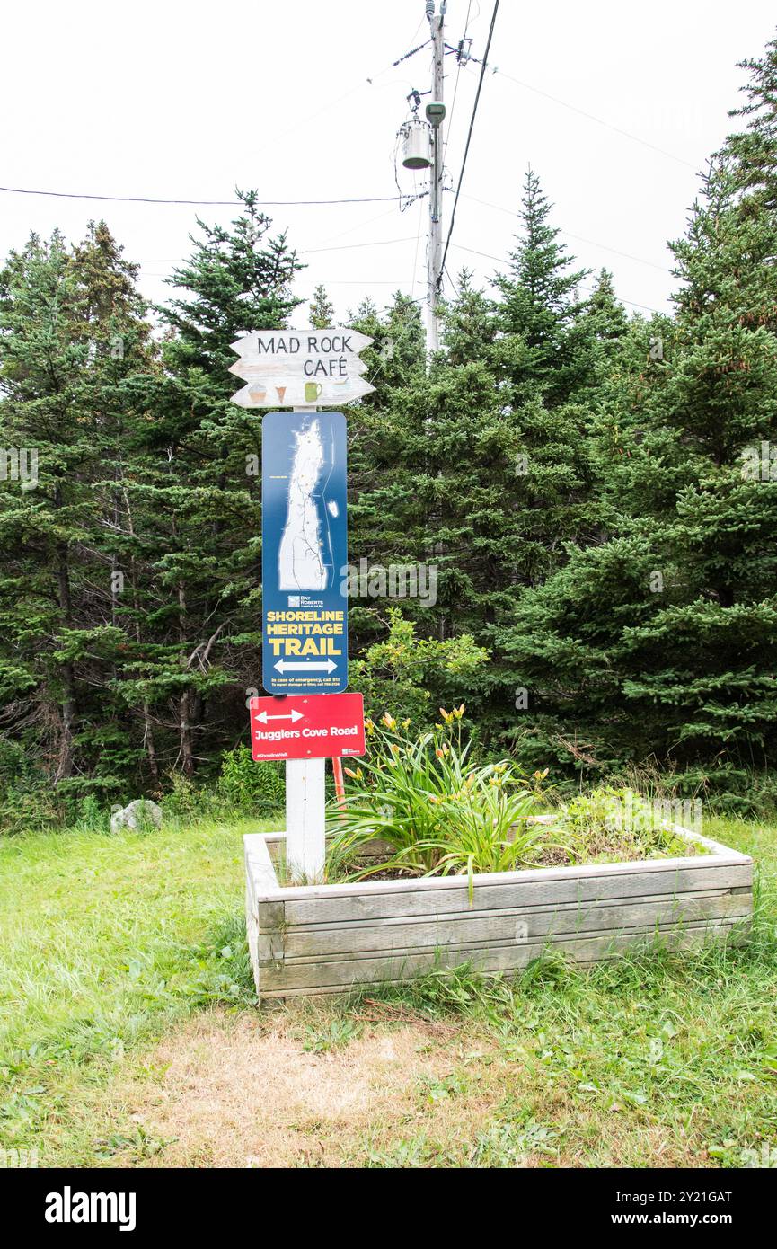 Mad Rock Cafe, Heritage Trail and Jugglers Cove signs in Bay Roberts ...