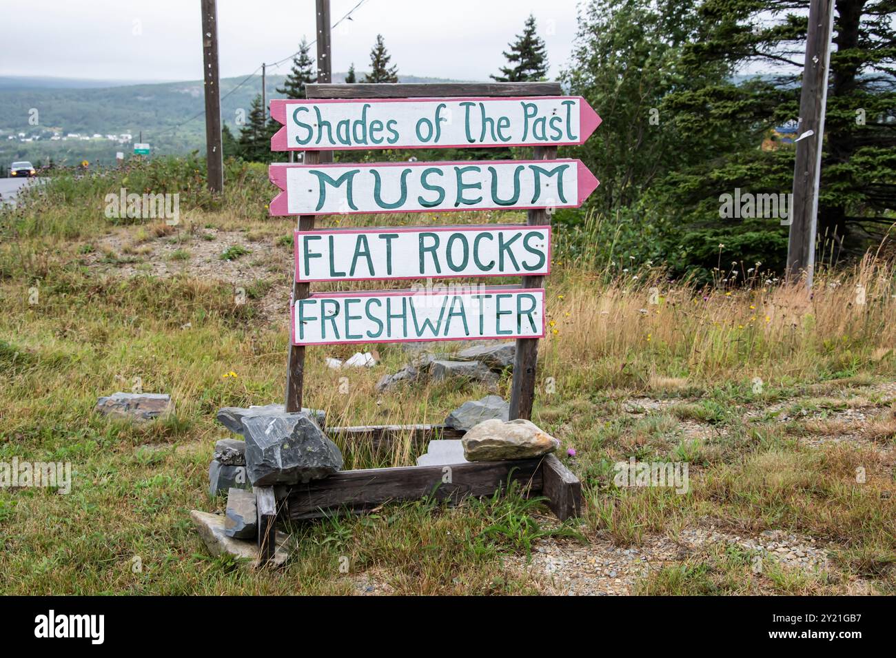 Shades of the Past Museum sign on NL 70 in Victoria, Newfoundland ...