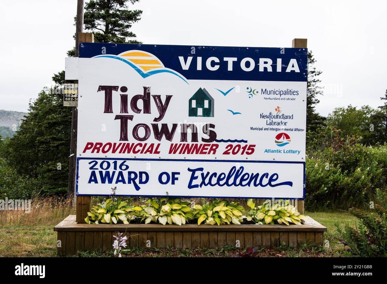 Tidy Towns Victoria sign on NL 70 in Newfoundland & Labrador, Canada ...