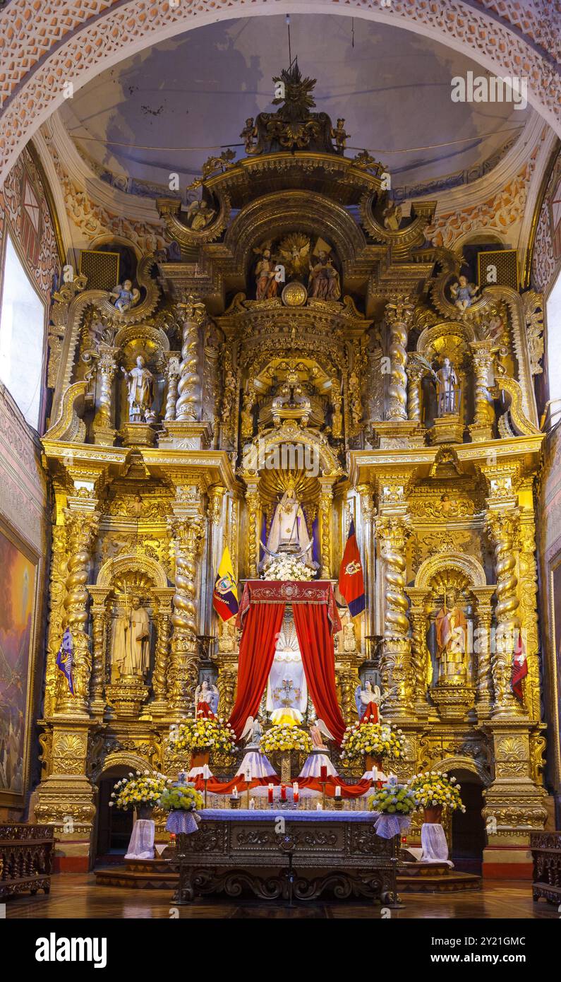 Detail of the golden altar Inside Basilica Catolica Nuestra Senora de ...