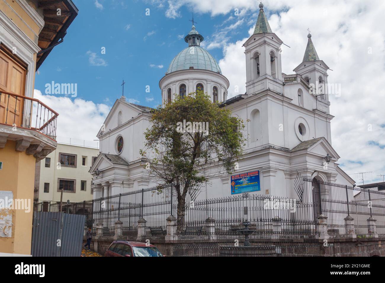 Santa Barbara Church with its twin towers and dome in historic downtown ...