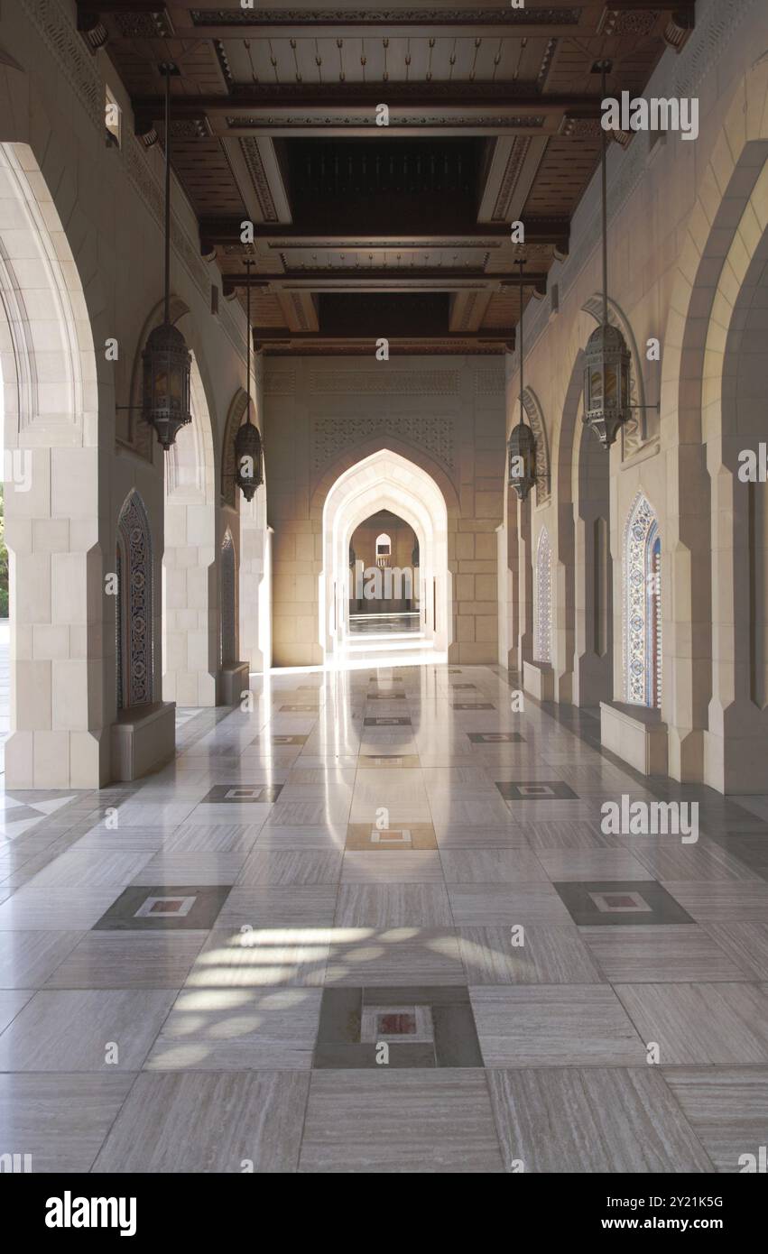 Beautiful arcade in mosque (Oman, Arabia Stock Photo - Alamy
