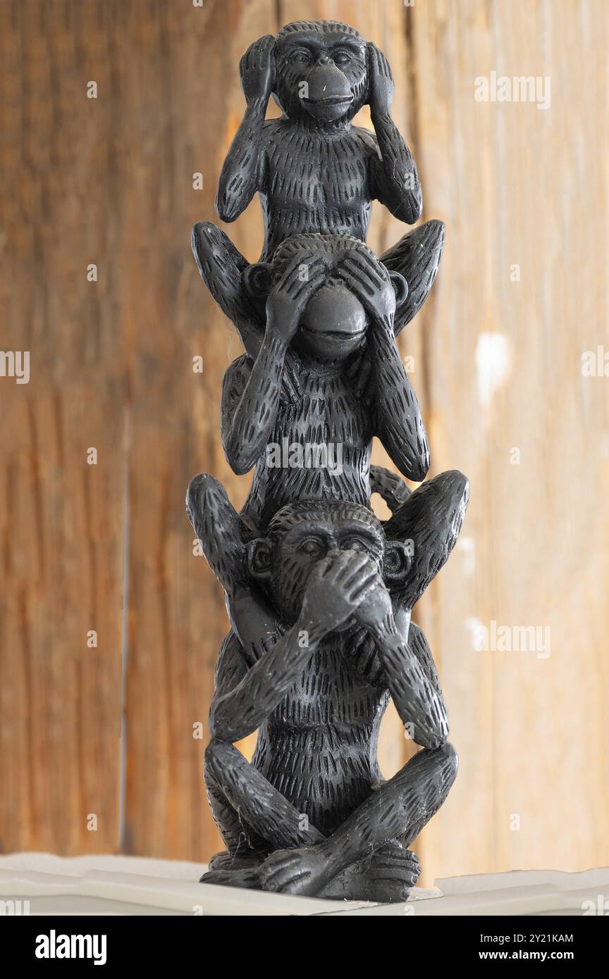 The three monkeys, say nothing, see nothing, hear nothing, symbolising ...