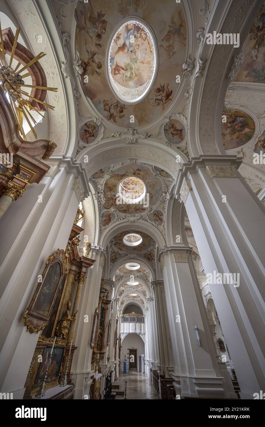 Baroque vault in the side wing of the Basilica of St Mauritius ...
