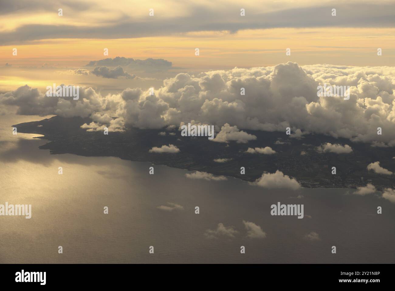 Aerial view of Antigua Island in the Caribbean sea at sunset Stock ...