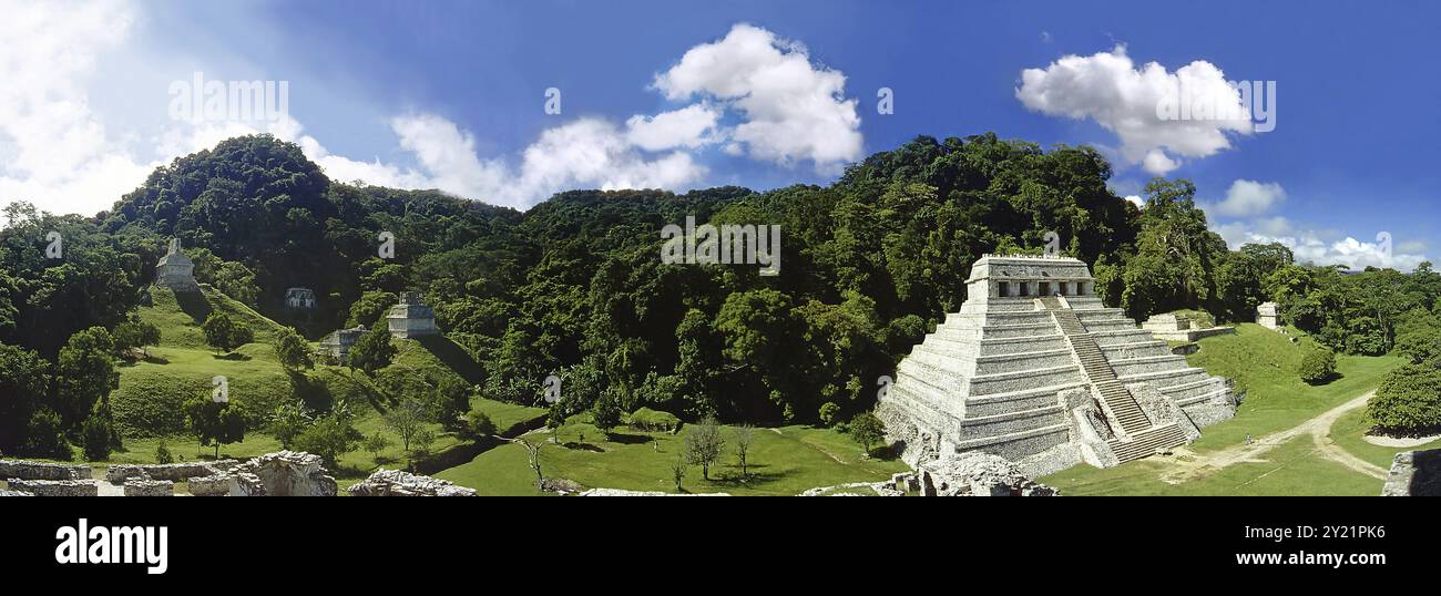 Panorama of the Mayan city of Palenque in Mexico Stock Photo - Alamy