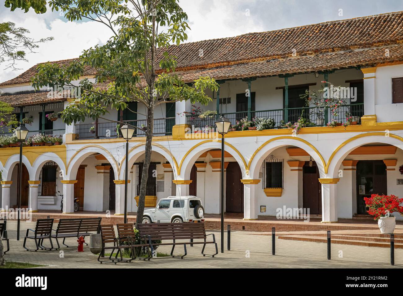 Decorative historic building with arches at Parque Inmaculate ...
