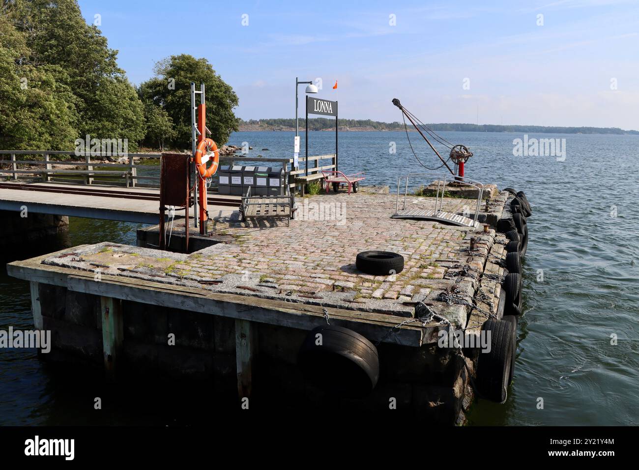 The dock at Lonna island in Helsinki harbor, Helsinki, Finland, August ...