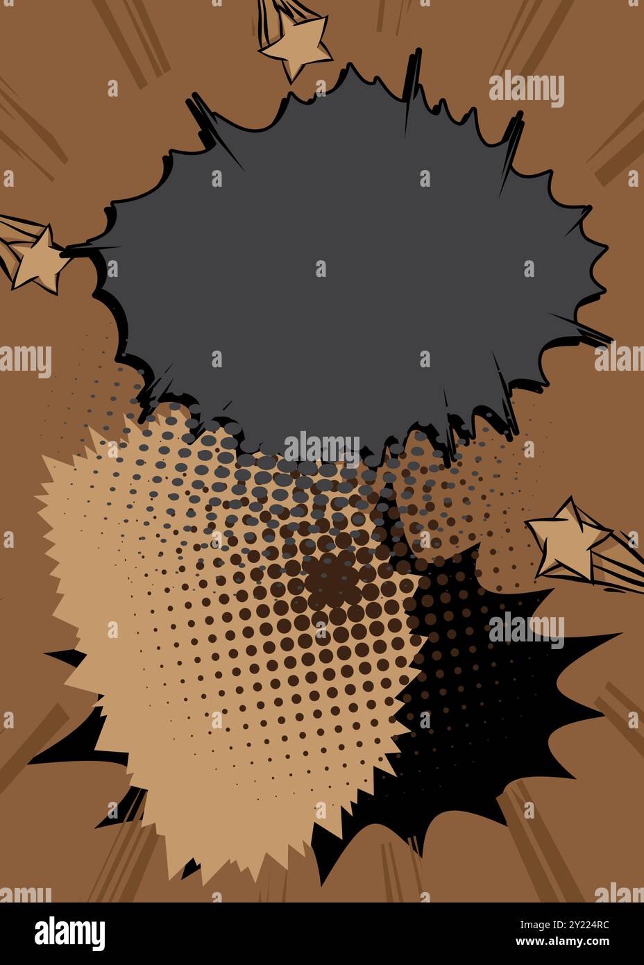 Cartoon brown and black background, comic book backdrop. Retro vector ...