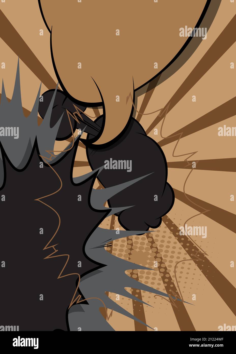 Cartoon brown and black background, comic book backdrop. Retro vector ...