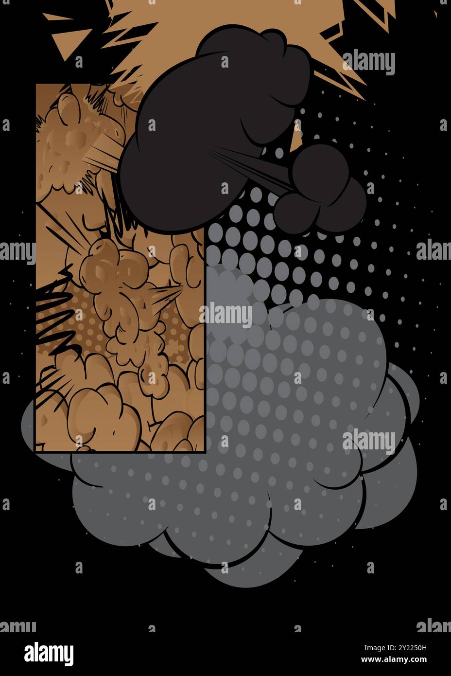 Cartoon brown and black background, comic book backdrop. Retro vector ...