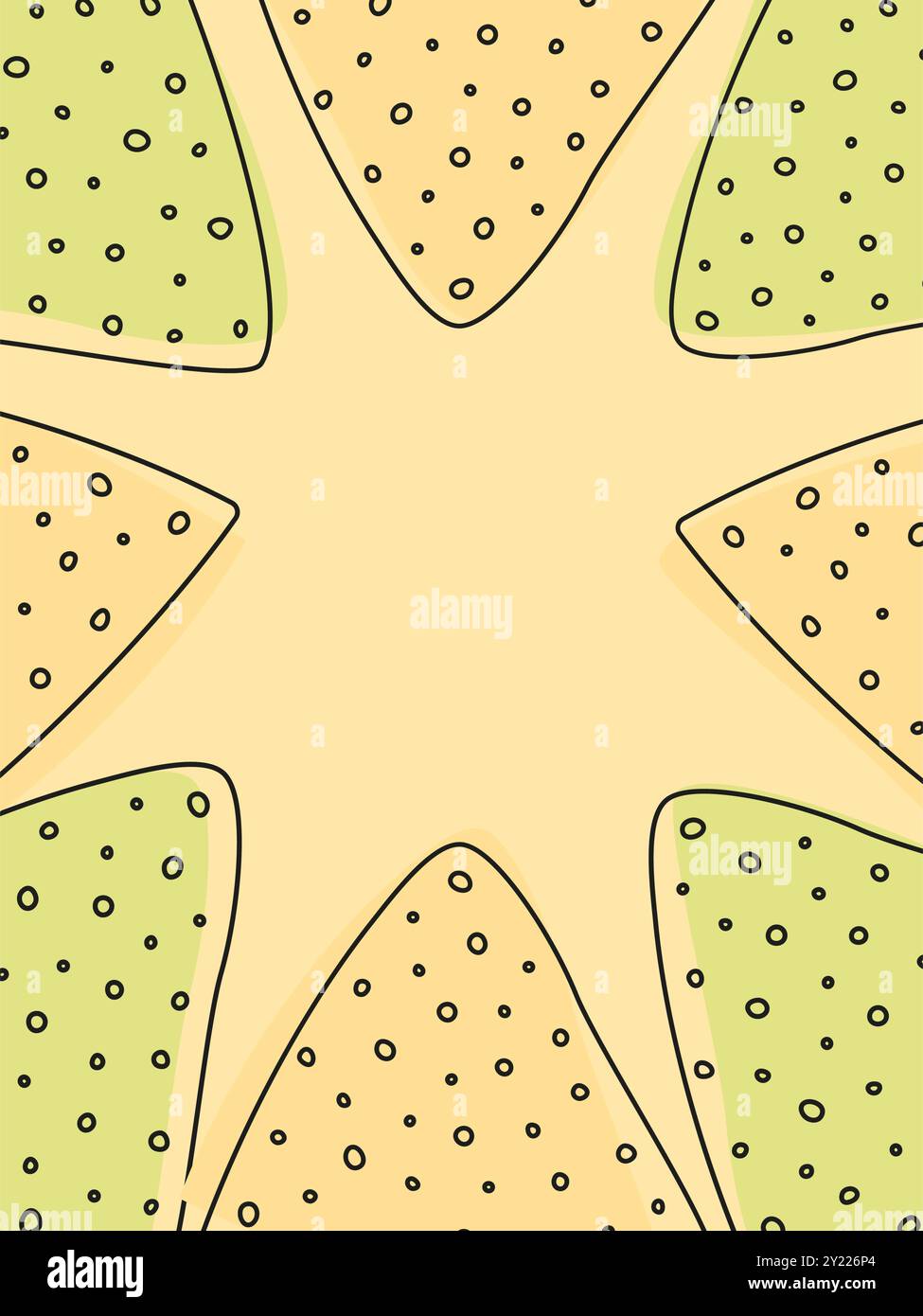Outline nachos with spots in trendy yellow and green Rectangular frame ...