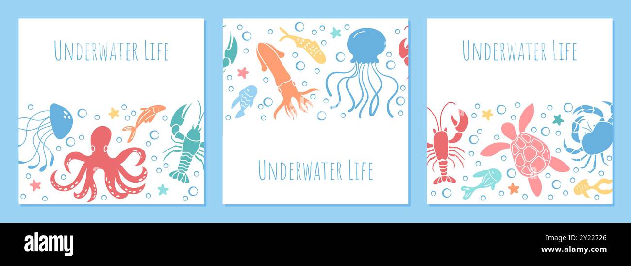 Colorful Underwater Marine Life Cartoon Set Stock Vector Image & Art ...