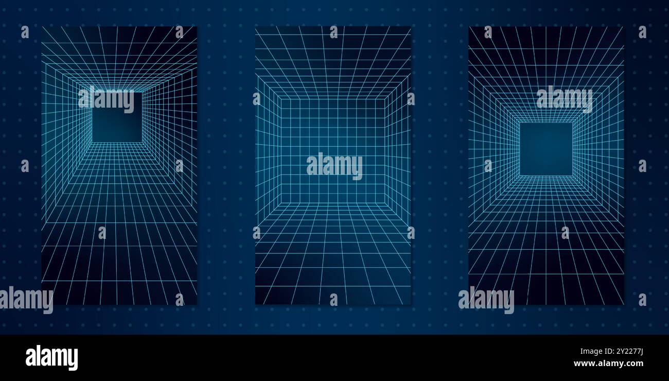 Neon 3D Geometric Wireframe Grid Shapes Stock Vector Image & Art - Alamy