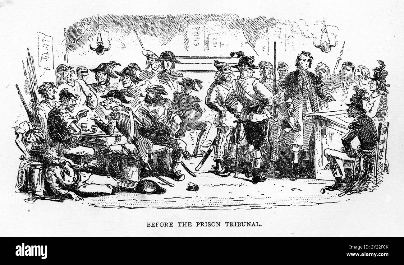 Engraving of a scene from the book A Tale of Two Cities by Charles ...