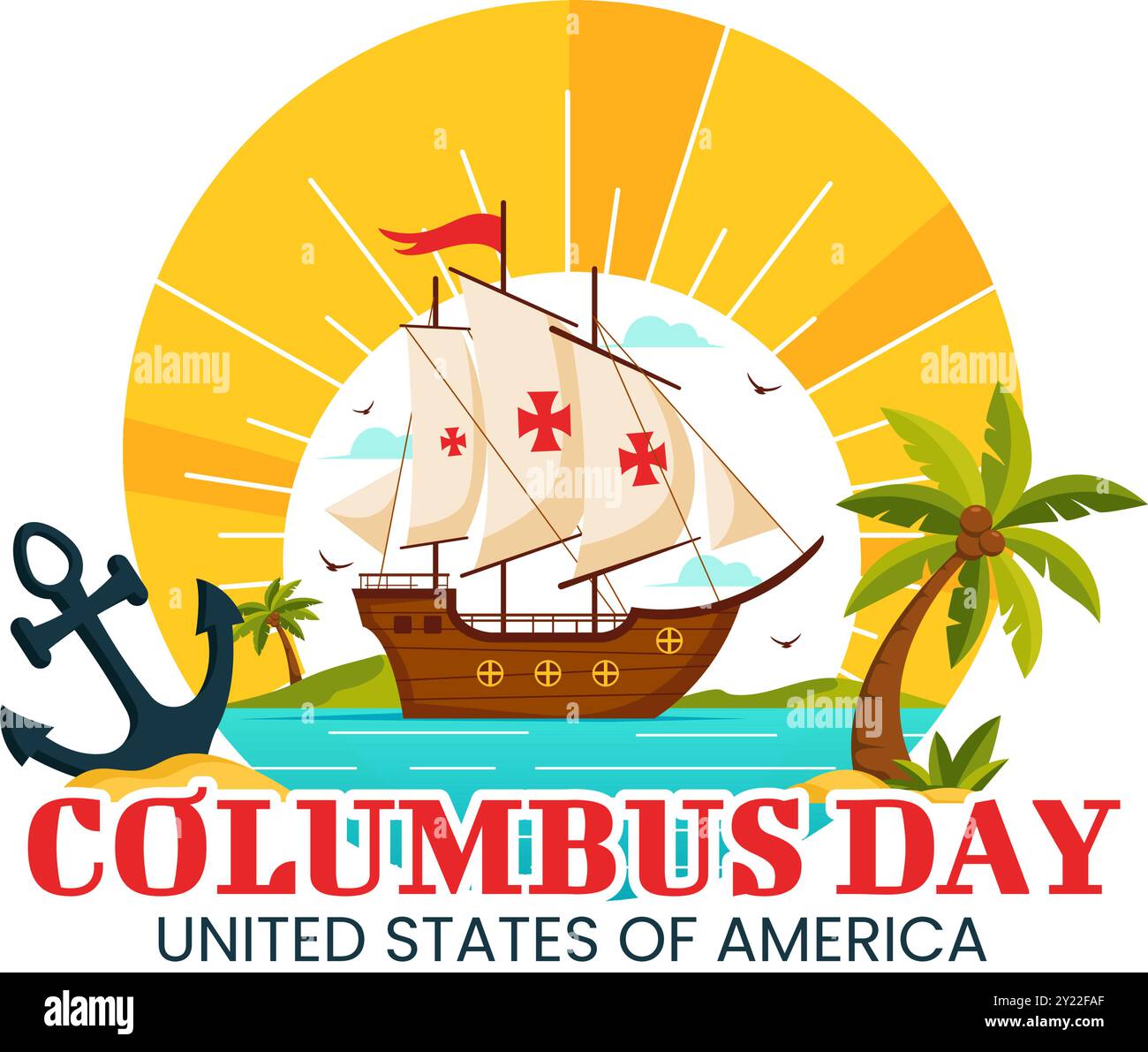 Happy Columbus Day vector illustration featuring a National USA Holiday ...