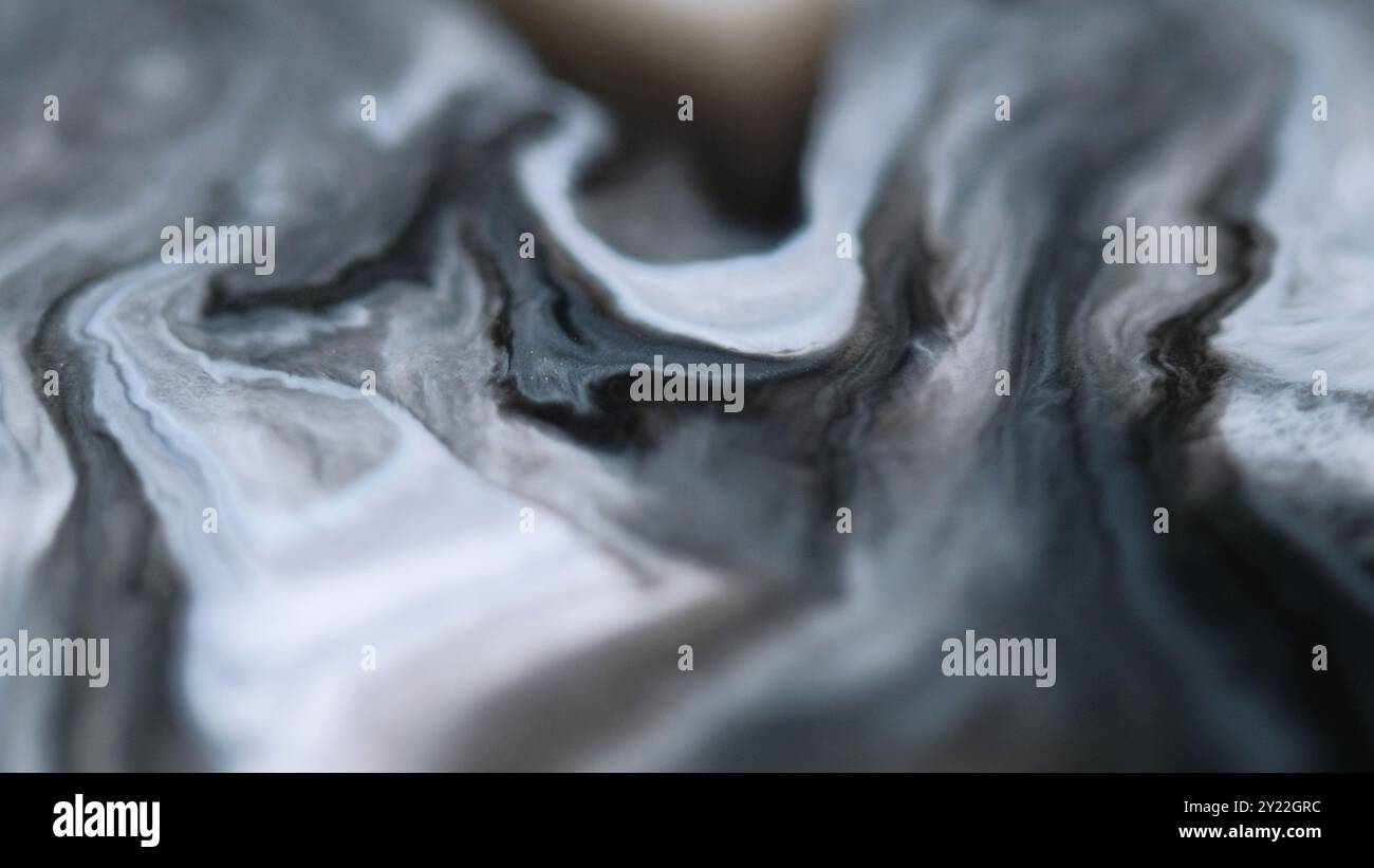 Marble ink. Fluid spill. Defocused black white golden glitter particles ...