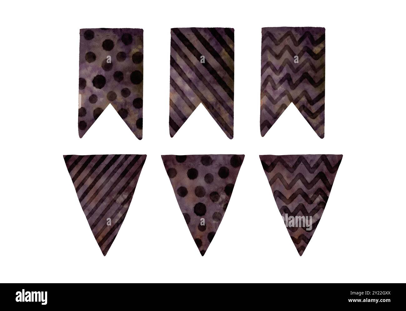 Stylish black decorative banners featuring polka dots and chevron ...